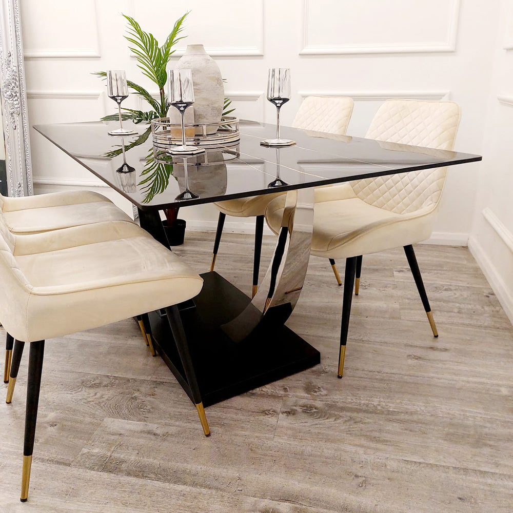 Venus Dining Table with 4 Flora Chairs – Accent Furniture