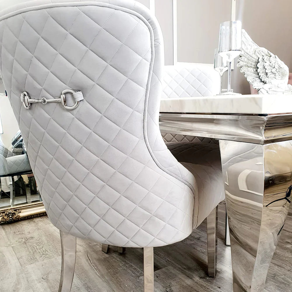 Kate Dining Chair ALL COLOURS with Chrome Clasp & Quilted Back – Accent ...